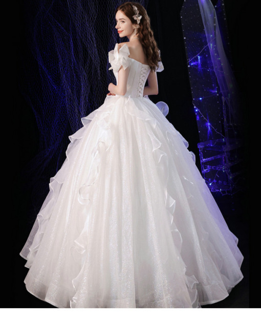 White Princess Wedding Dress Off The Shoulder Ball Gown For Sale