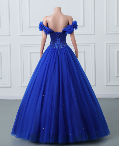 Royal Blue Prom Dress Off The Shoulder A Line Evening Gown